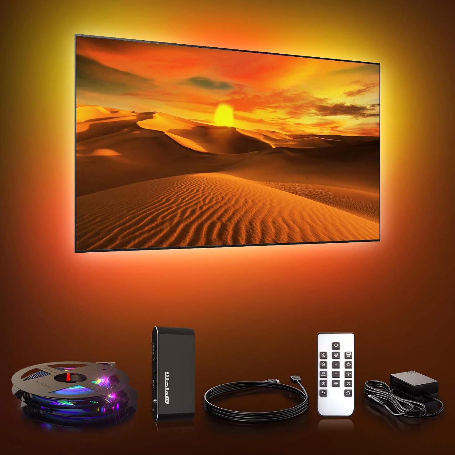 Colorful TV LED Backlight with HDMI 4K60Hz Sync Box,for 55-65 inch Tvs ...