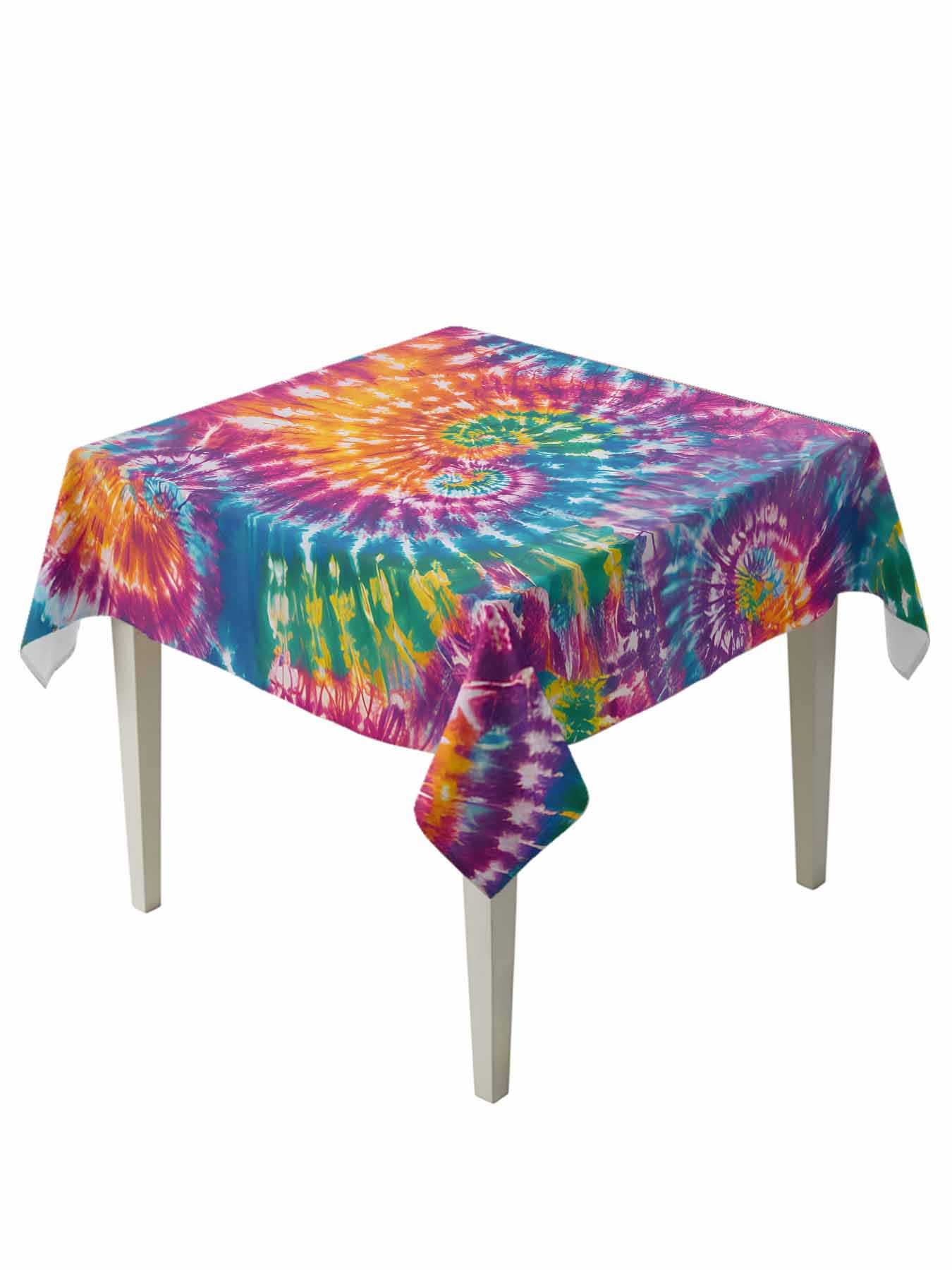 Colorful Table Cloth, Ethnic Modern Abstract Watercolor Tie-Dye ...