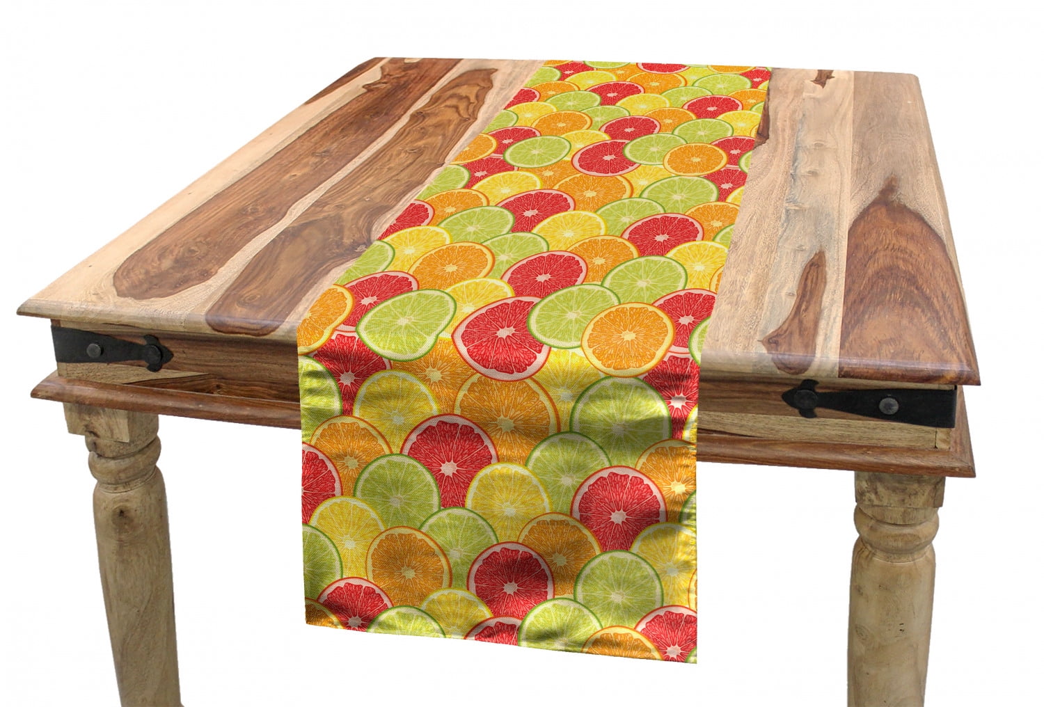 Colorful Table Runner, Fresh Ripe Citrus Fruits Orange Grapefruit and ...