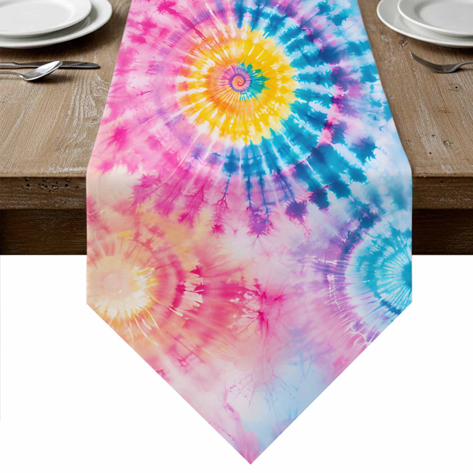 Colorful Table Runner Linen Burlap Table Runner 120 Inches Long Ethnic ...