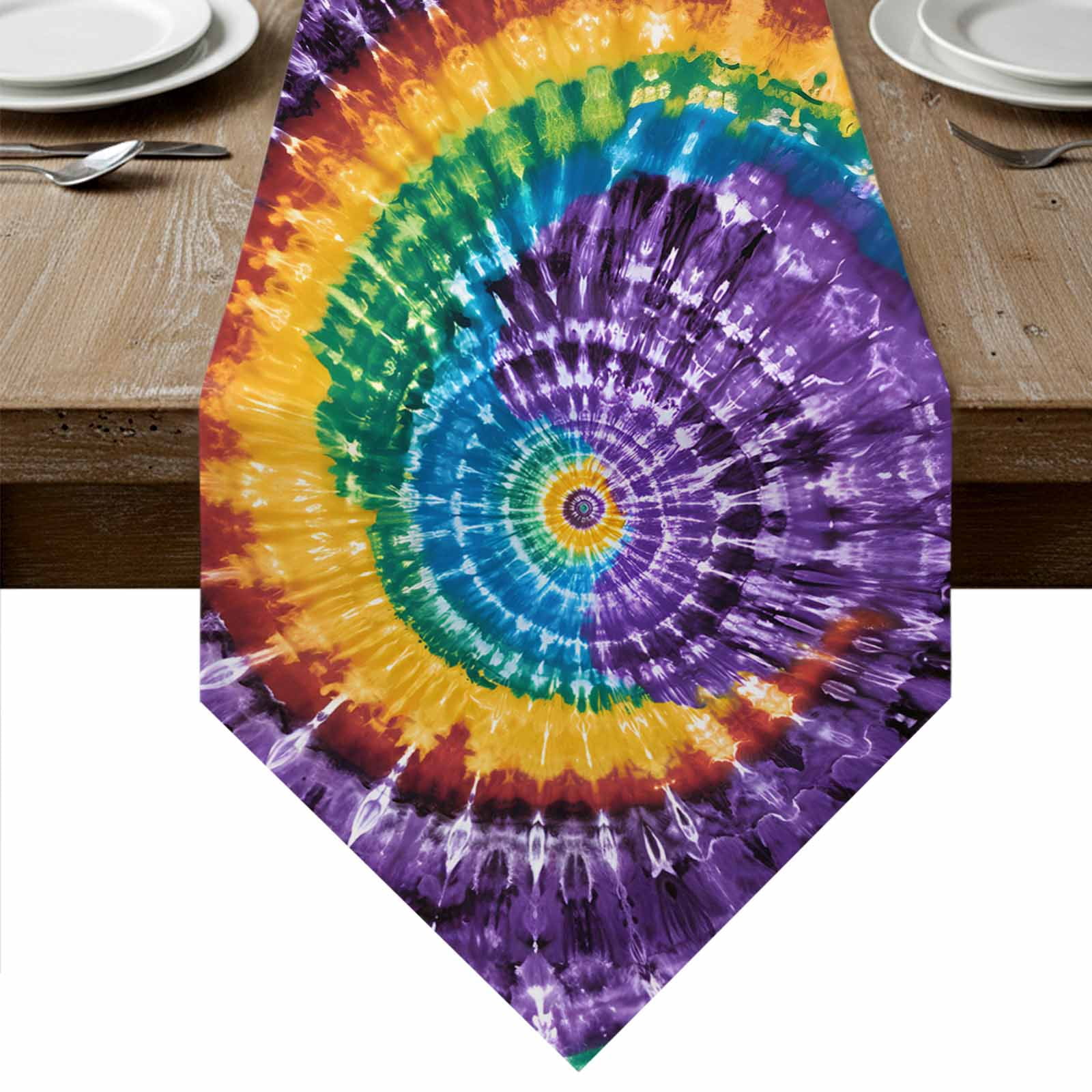 Colorful Table Runner Linen Burlap Table Runner 60 Inches Long Ethnic ...