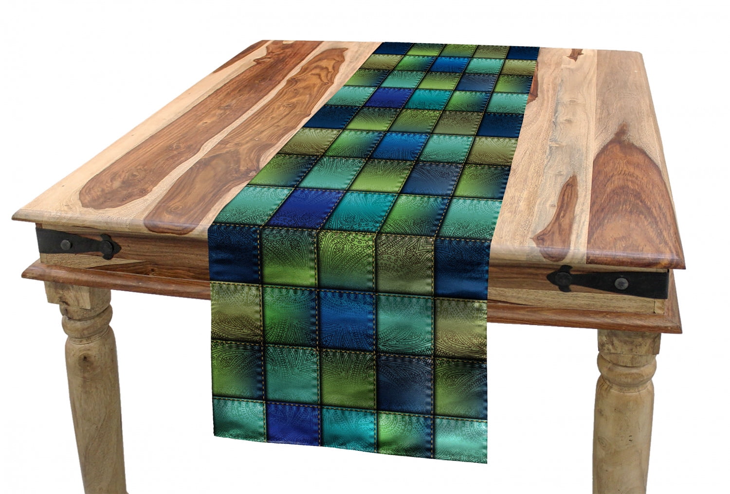 Colorful Table Runner, Modern Geometric Bohemian Paisley Details in ...