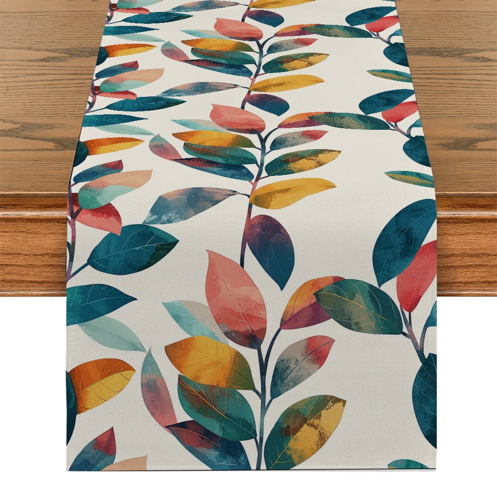 Colorful Table Runners for Dining Table ration & Accessories Leaves ...