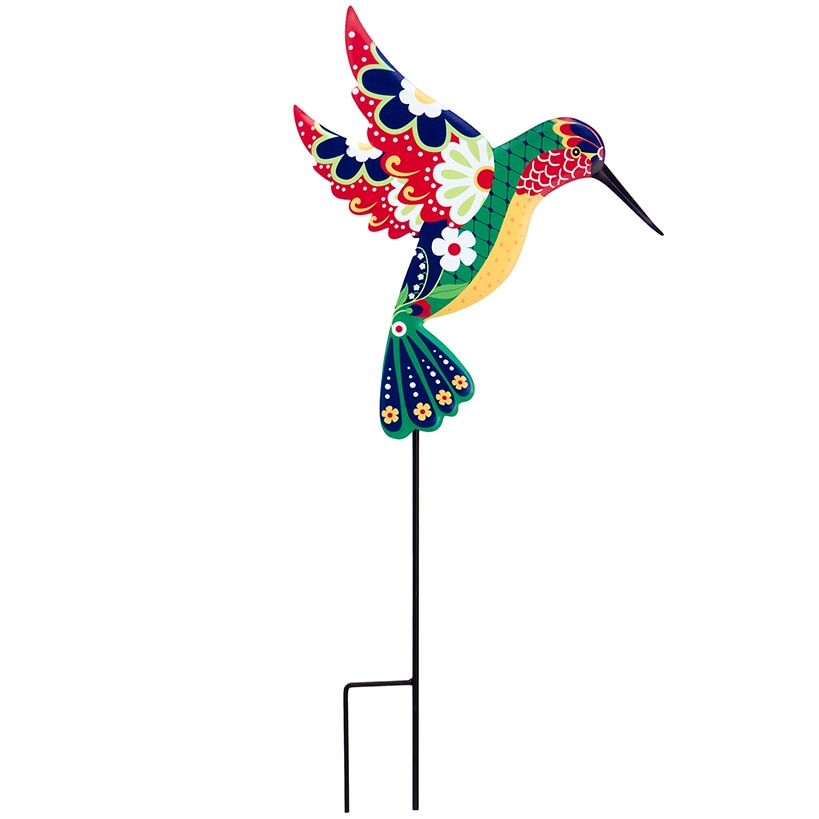 Colorful Talavera-Inspired Garden Stakes - Hummingbird - Walmart.com