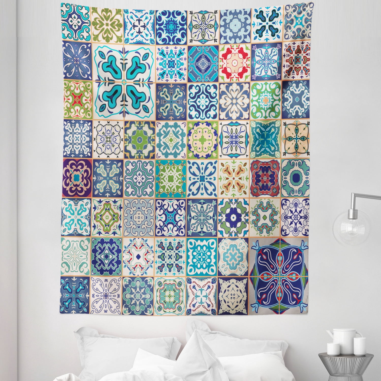 Colorful Tapestry, Floral Patchwork Design Mediterranean Symbolic ...