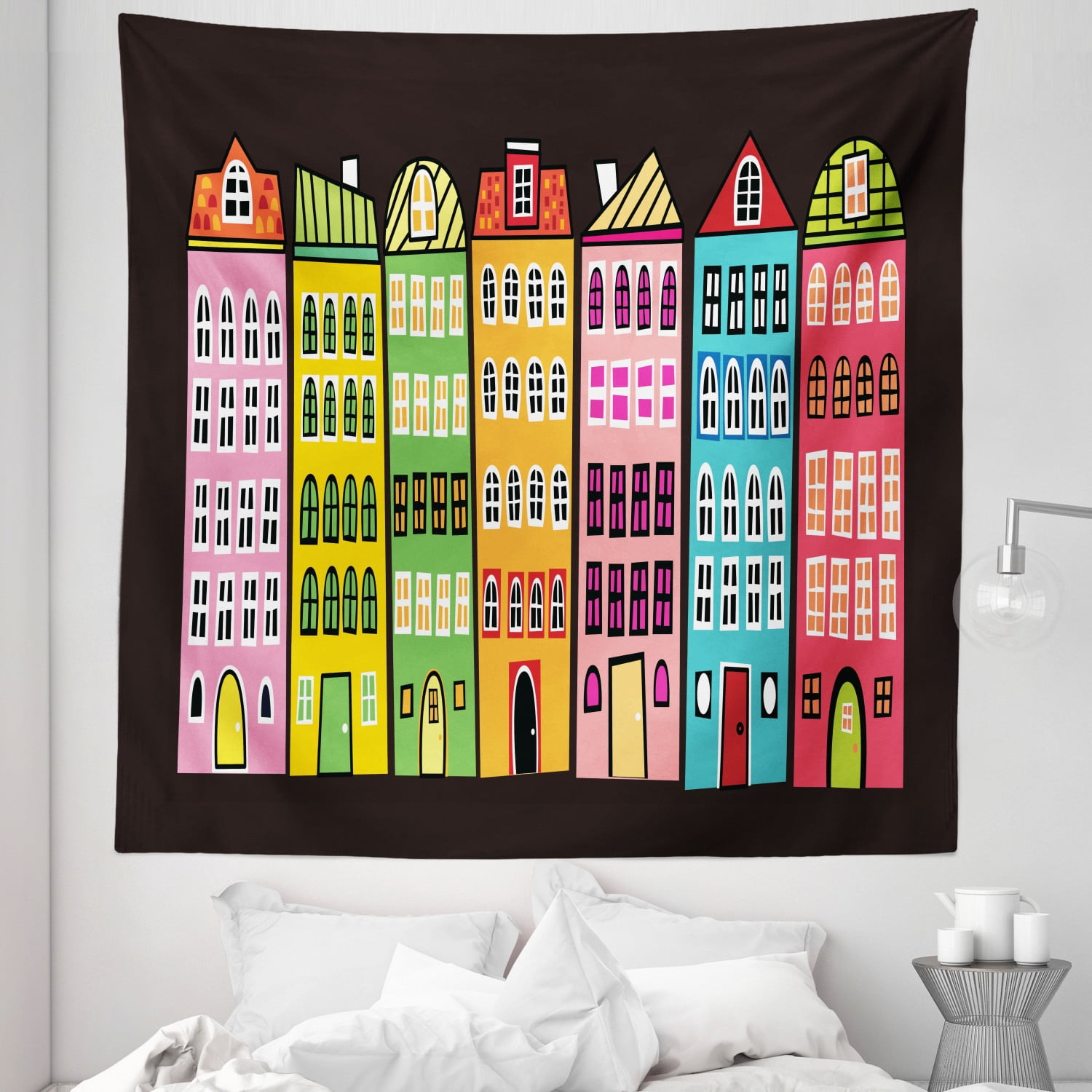 Colorful Tapestry, Illustration of the Cityscape Apartment Buildings ...
