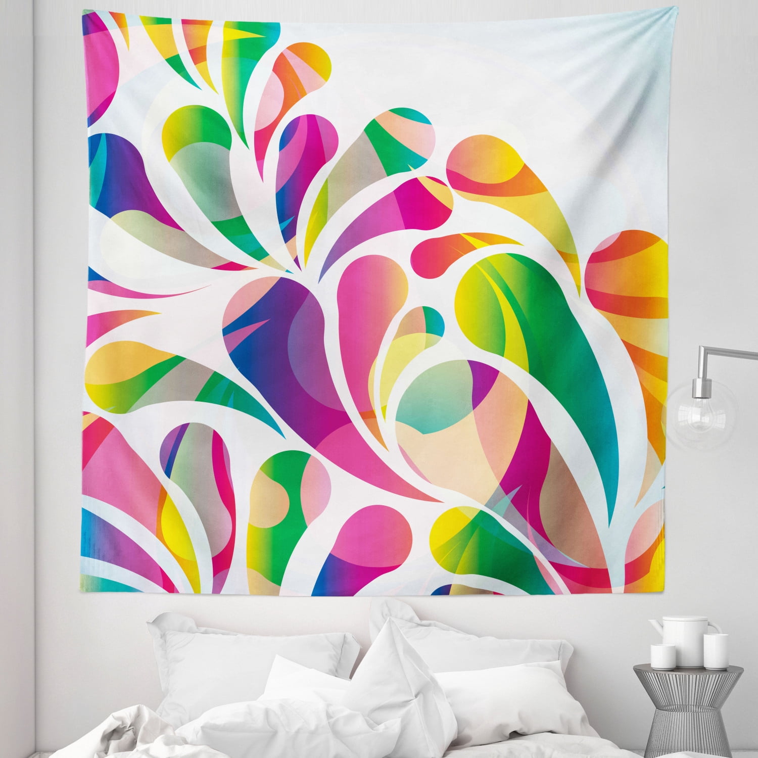 Colorful Tapestry, Colorful Leaf Shaped Vivid Trippy Forms Spring ...