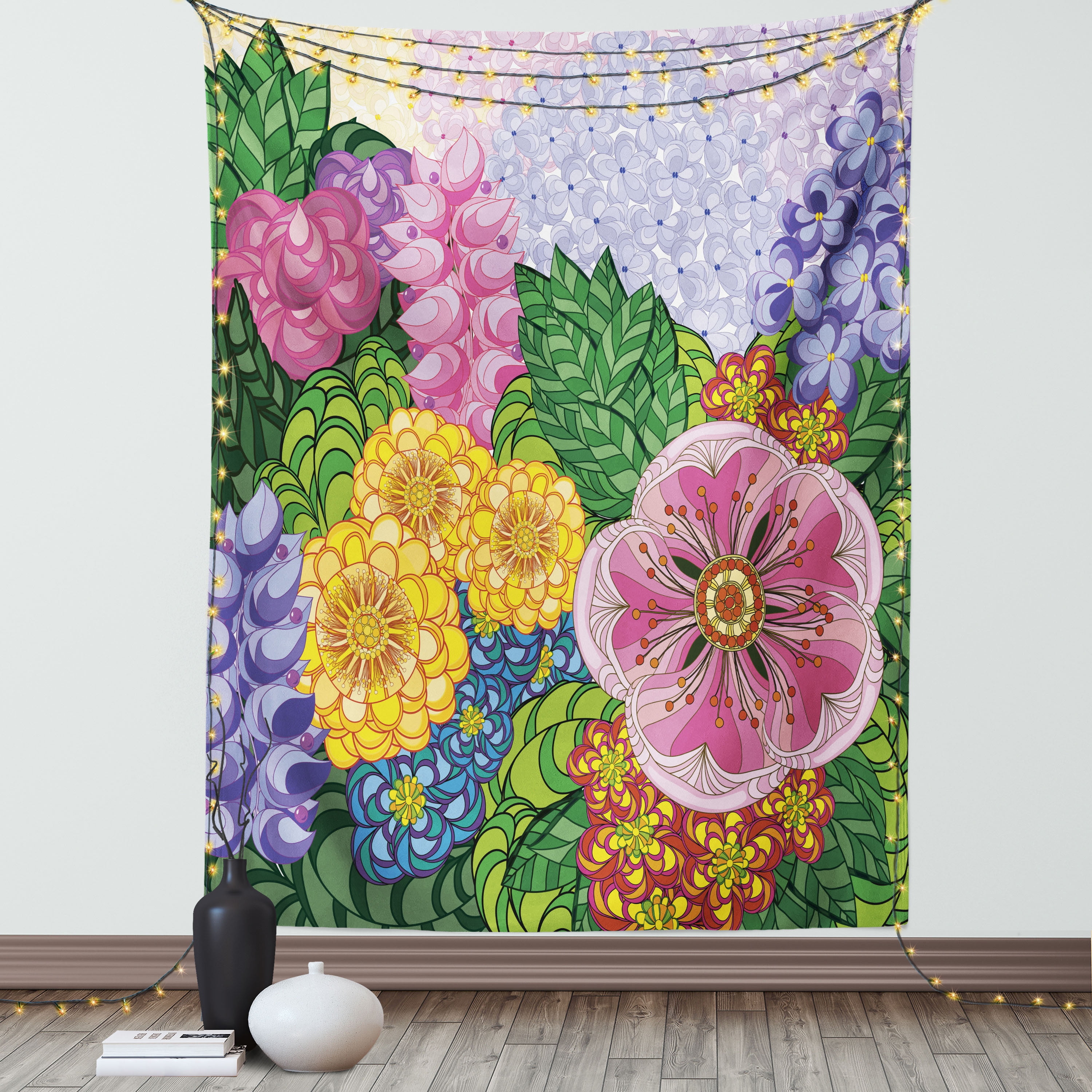 Colorful Tapestry, Nature Flower Petals Florets Vintage Romantic Buds ...