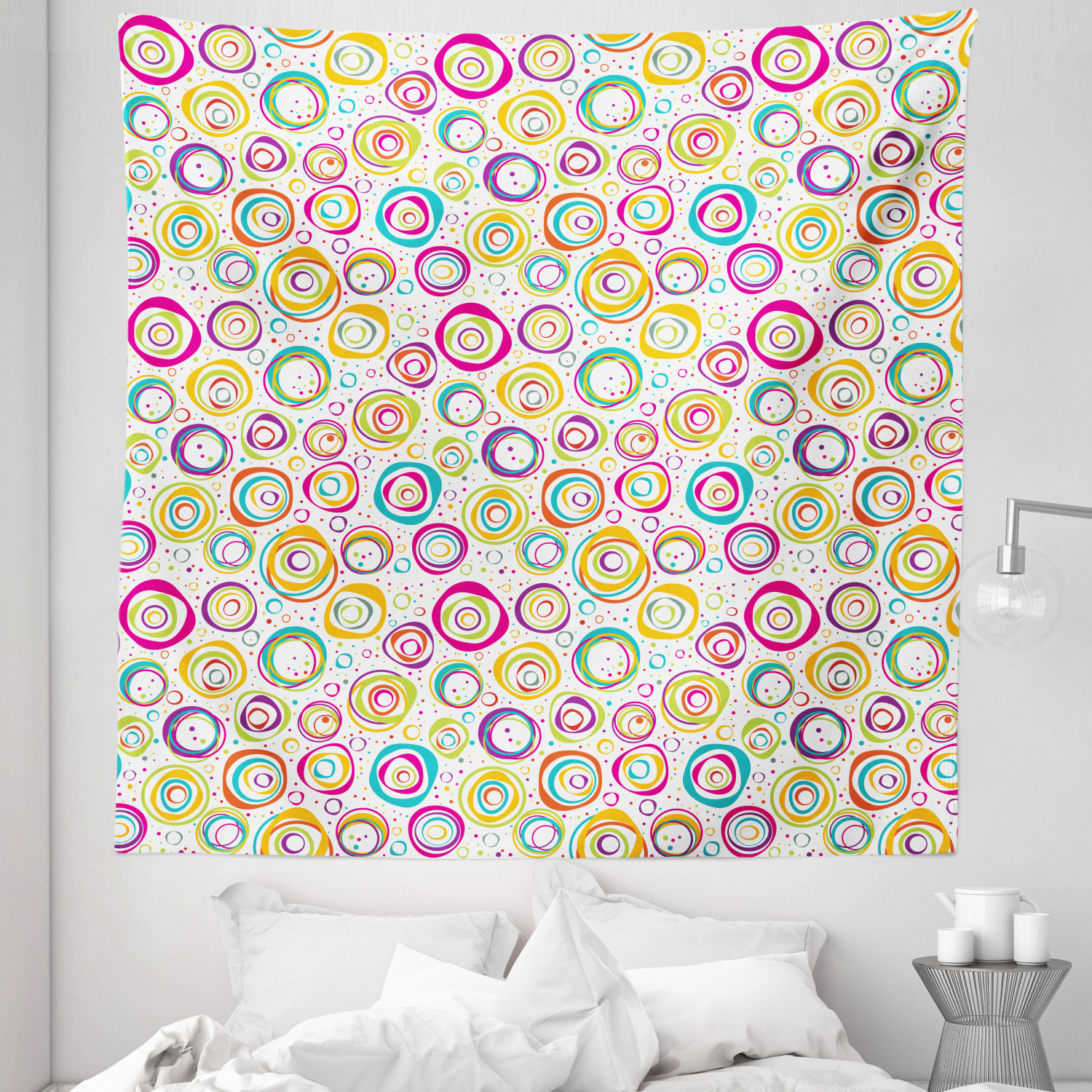 Colorful Tapestry, Pattern with Circles and Dots Bubble Rings Spotted ...