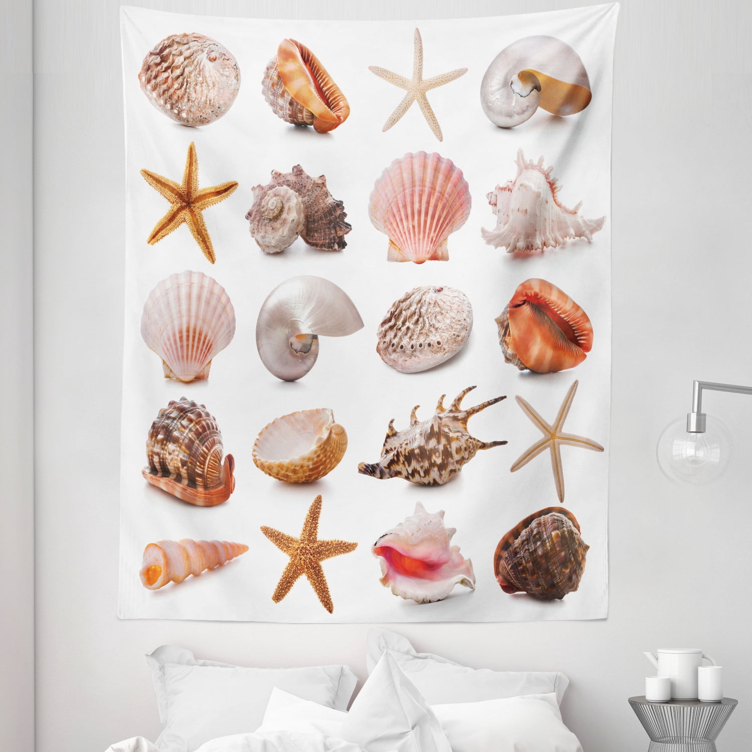 Colorful Tapestry, Seashell Pattern Scallop Nautilus Mollusk Summer ...