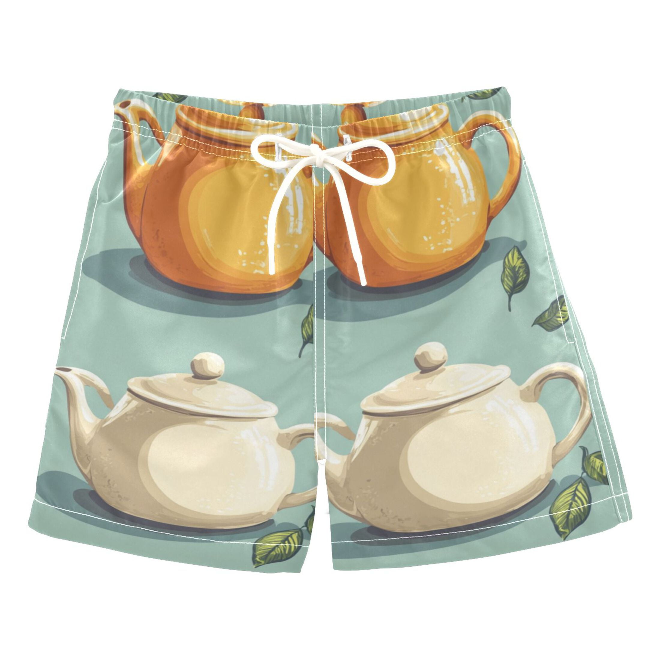 Colorful Tea Pots and Tea Boys' Swim Trunks Board Shorts Beach Pants ...