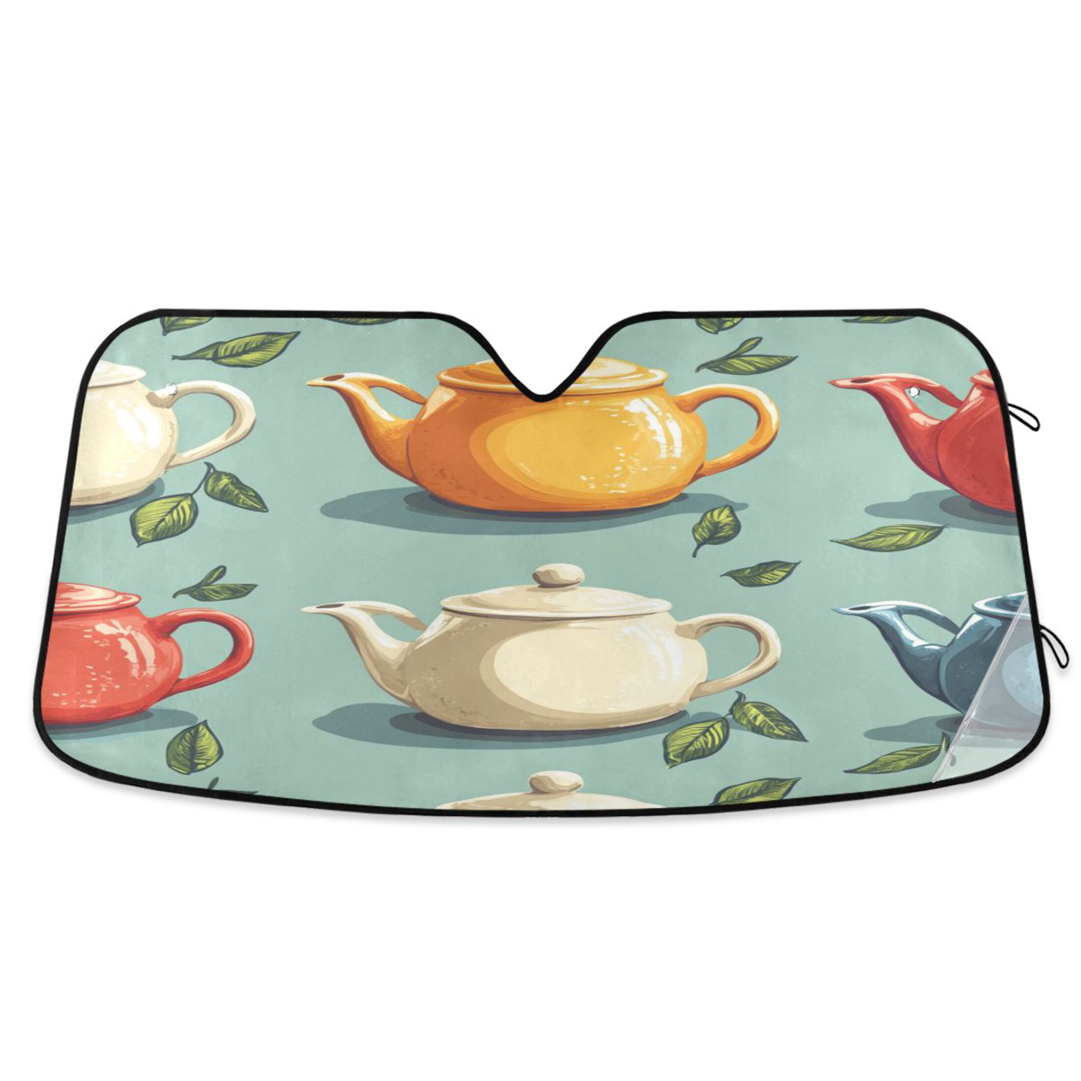 Colorful Tea Pots and Tea Windshield Sun Shade Automobile Visor ...