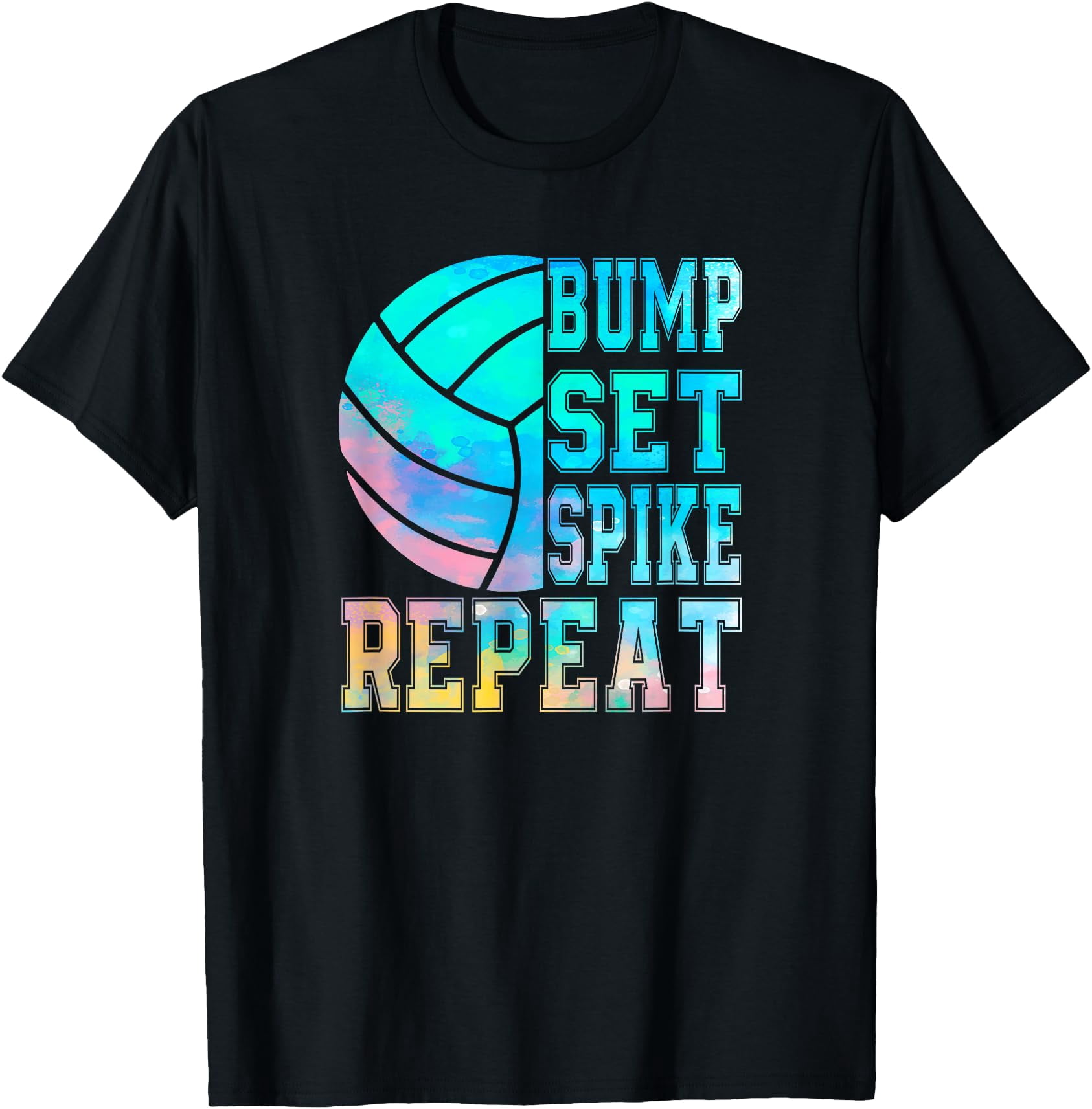 Colorful Teen Girls Volleyball Bump Set Spike Repeat Unisex T-Shirt ...