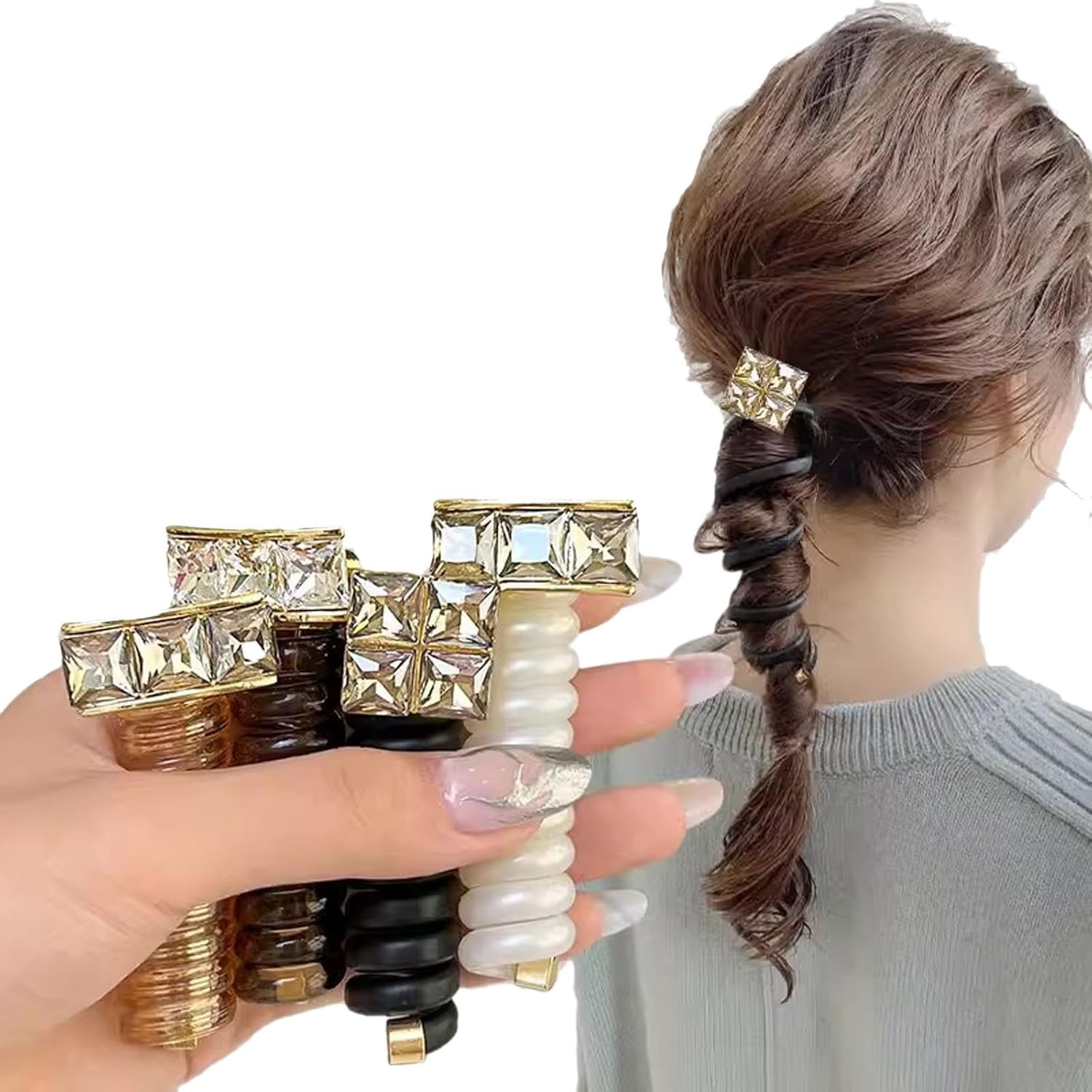 Colorful Telephone Wire Hair Bands, Spiral Hair Ties Phone Cord ...
