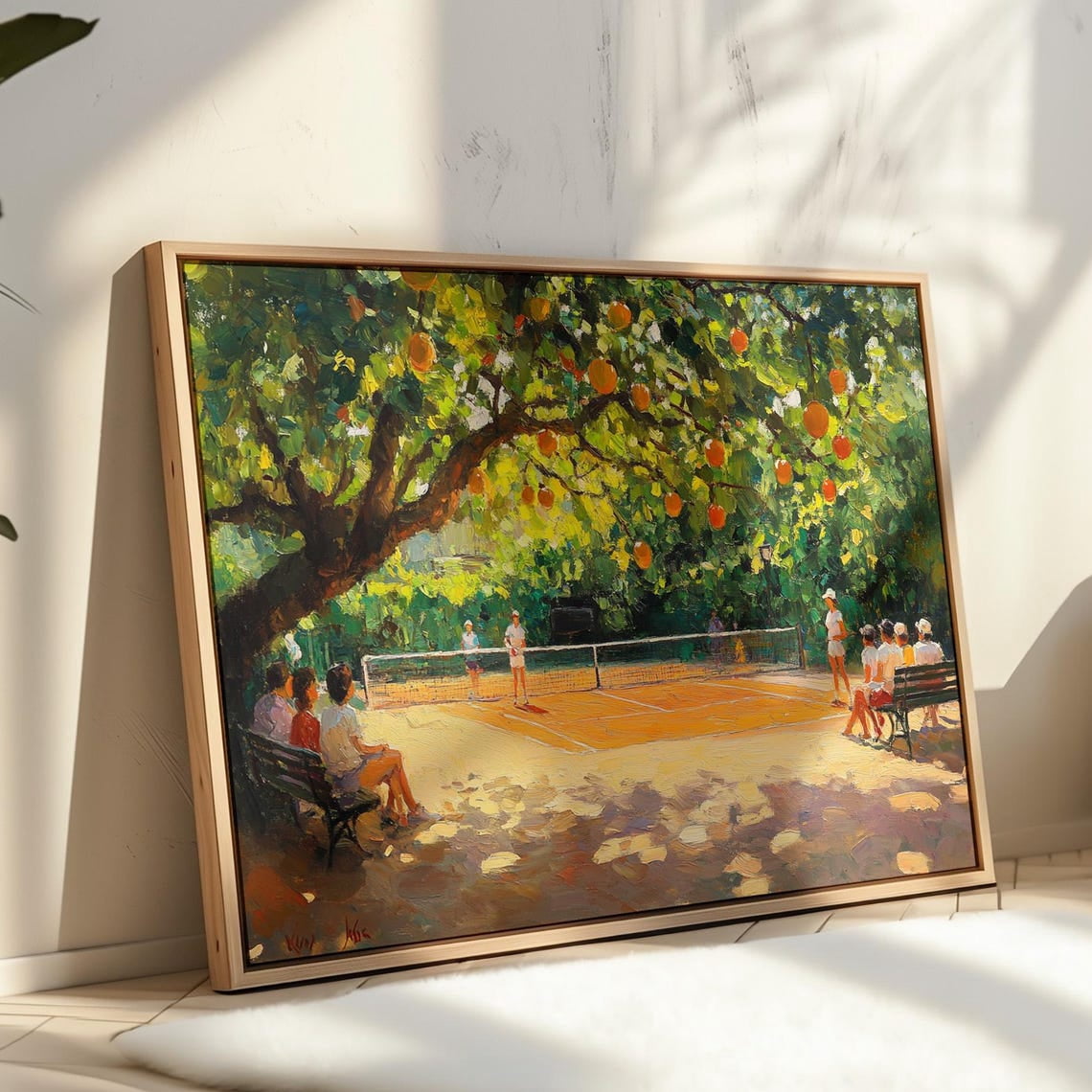 Colorful Tennis Match Oil Painting Print, Summer Sports Scene Wall Art ...