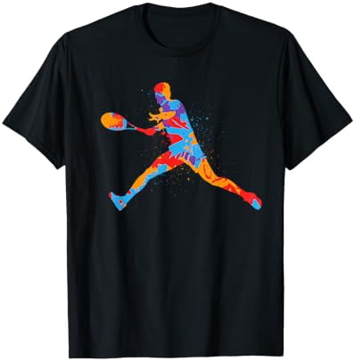 Colorful Tennis Player Action Graphic T-Shirt for Sporty Style and Fun ...