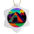 3drose, Colorful Tent by the Blue River, Purple Mountains, Sun. Happy ...