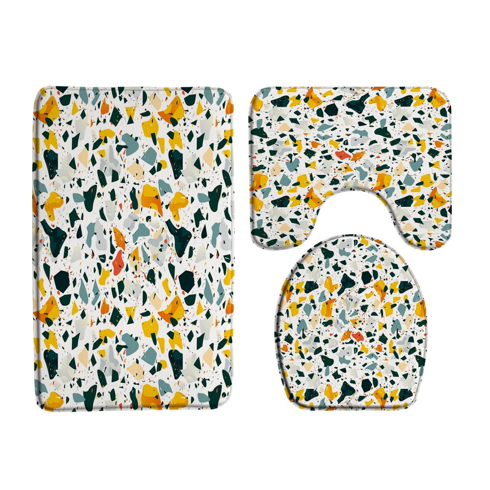 Colorful Terrazzo Bath Mat 3pcs Sets Marble Modern Art Home Doormat ...