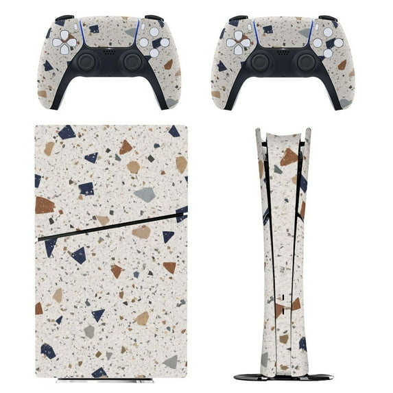 Colorful Terrazzo Print Console Skin Bundle for PS5 Pro Slim Disc ...