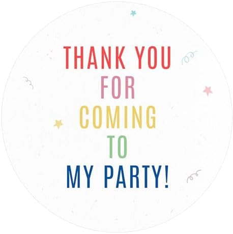 Colorful Thank You Labels Thank You for Coming to My Party Stickers | 2 ...