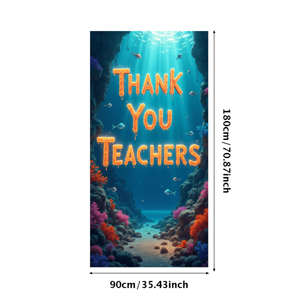 Colorful Thank You Teachers Backdrop Banner with Pencils Books Globe ...