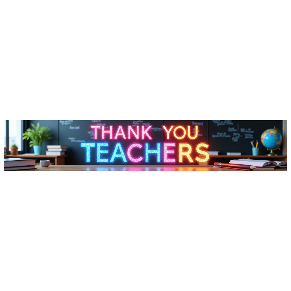 Colorful Thank You Teachers Backdrop Banner with School Supplies ...