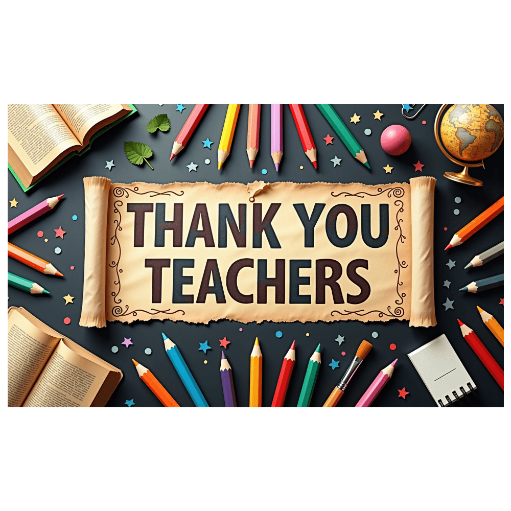 Colorful Thank You Teachers Backdrop Banner, Teacher Appreciation Day ...