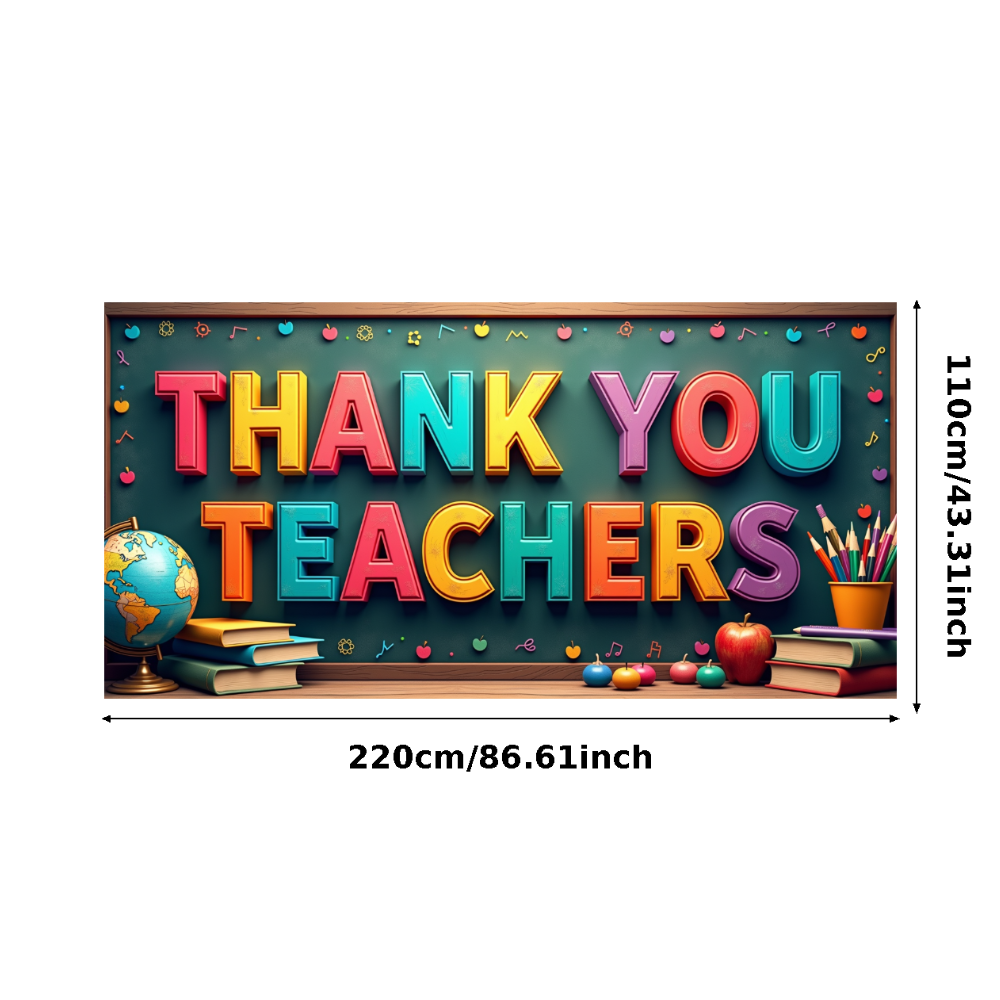 Colorful Thank You Teachers Backdrop Banner, Teacher Appreciation Day ...