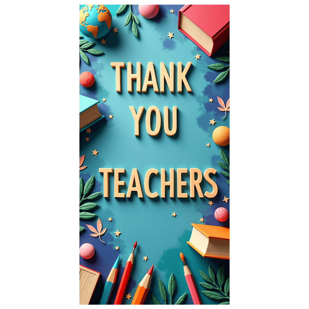 Colorful Thank You Teachers Backdrop Banner, Teacher Appreciation Day ...