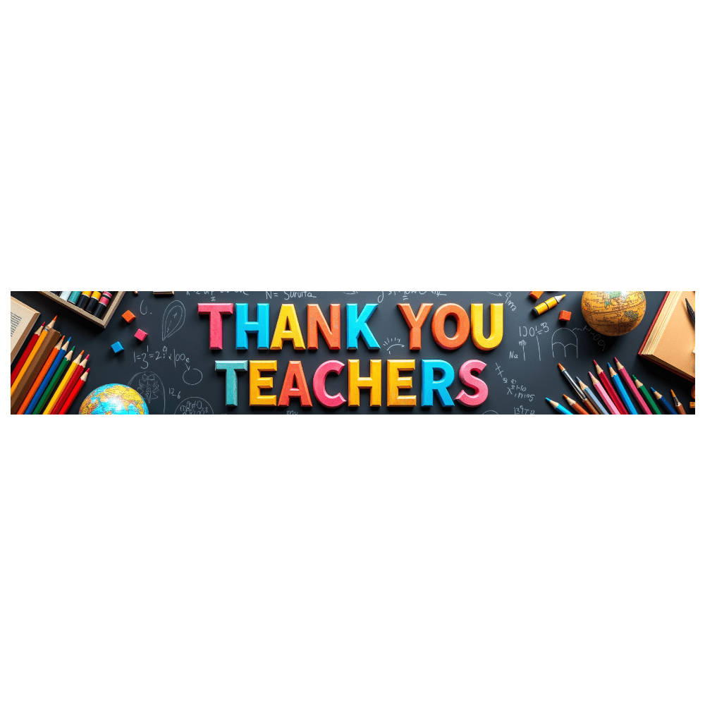 Colorful Thank You Teachers Backdrop Banner, Teacher Appreciation Day ...