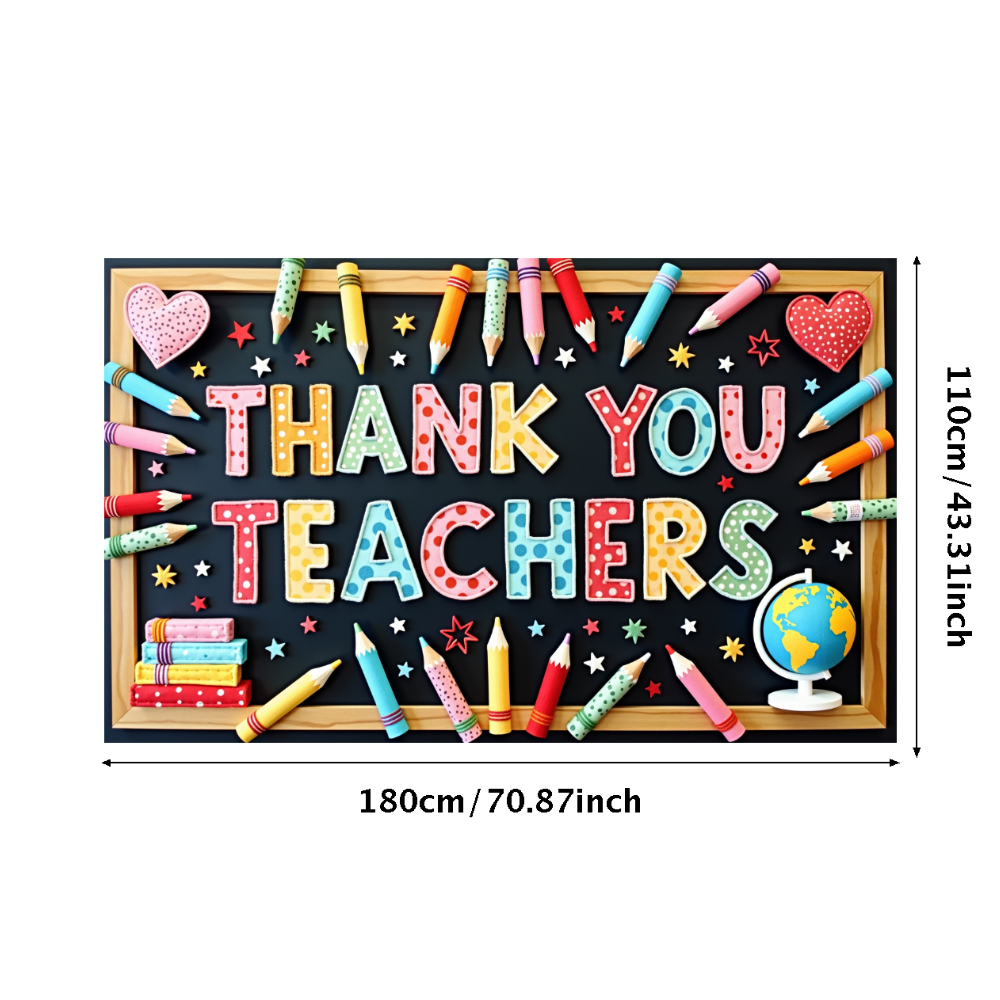 Colorful Thank You Teachers Backdrop Banner, Teacher Appreciation Day ...
