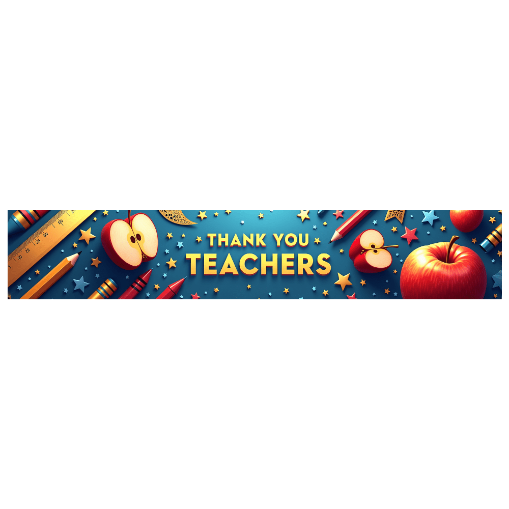 Colorful Thank You Teachers Banner with Pencils Apples and Stars ...