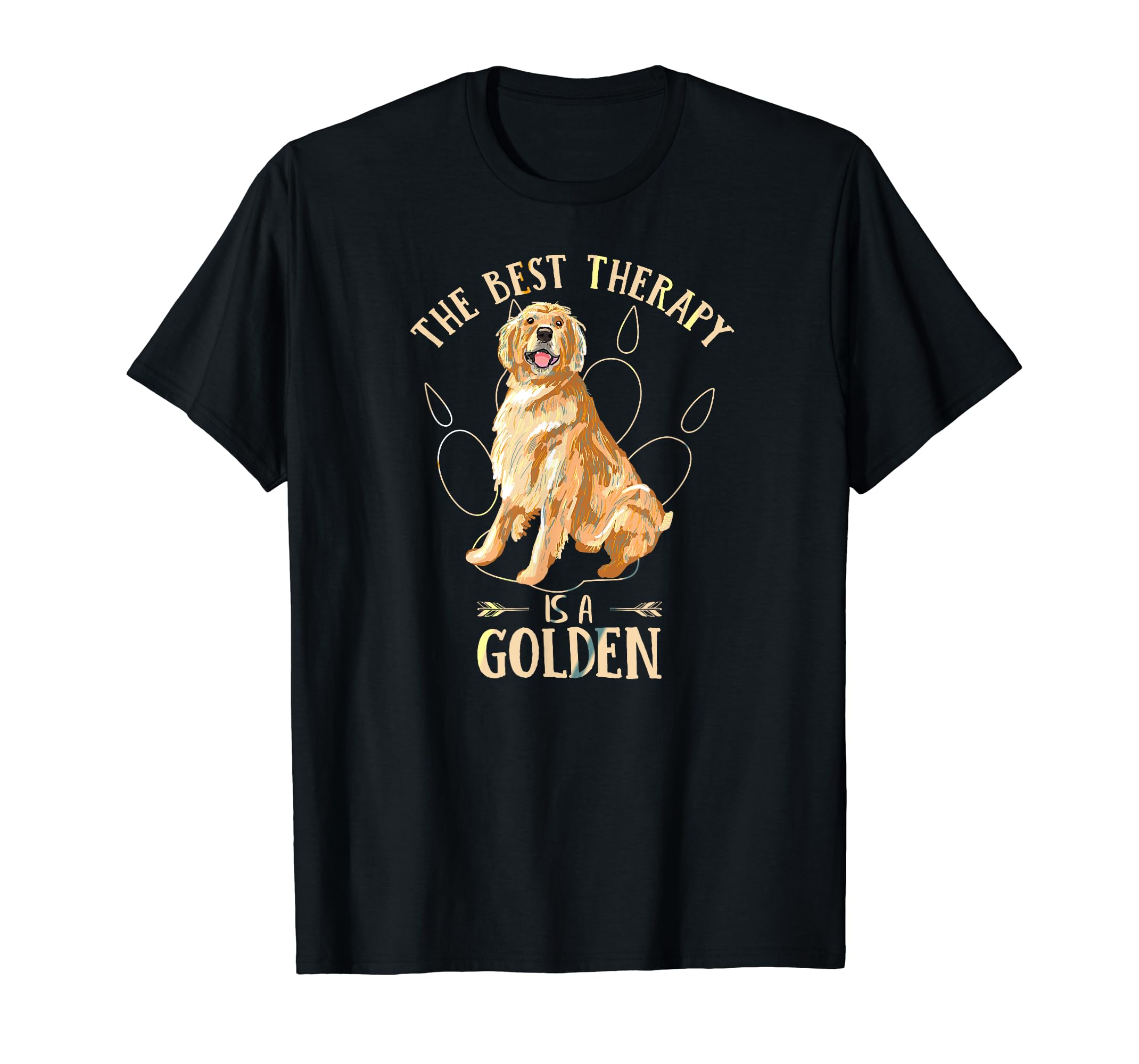 Colorful The Best Therapy Is A Golden Retriever Puppy Lover Short Sleeve Black T-Shirt - Walmart.com