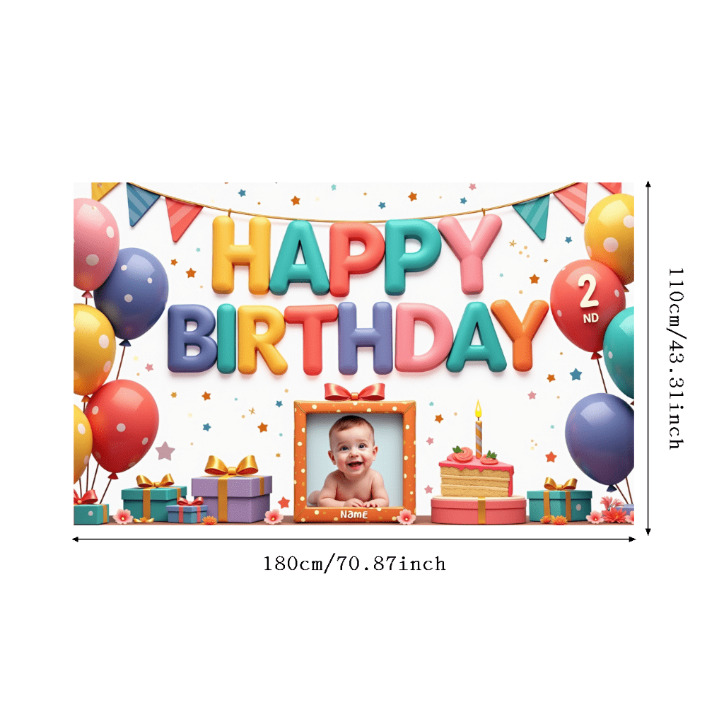 Colorful Theme Happy Birthday Banner Balloon Decoration Party Backdrop ...