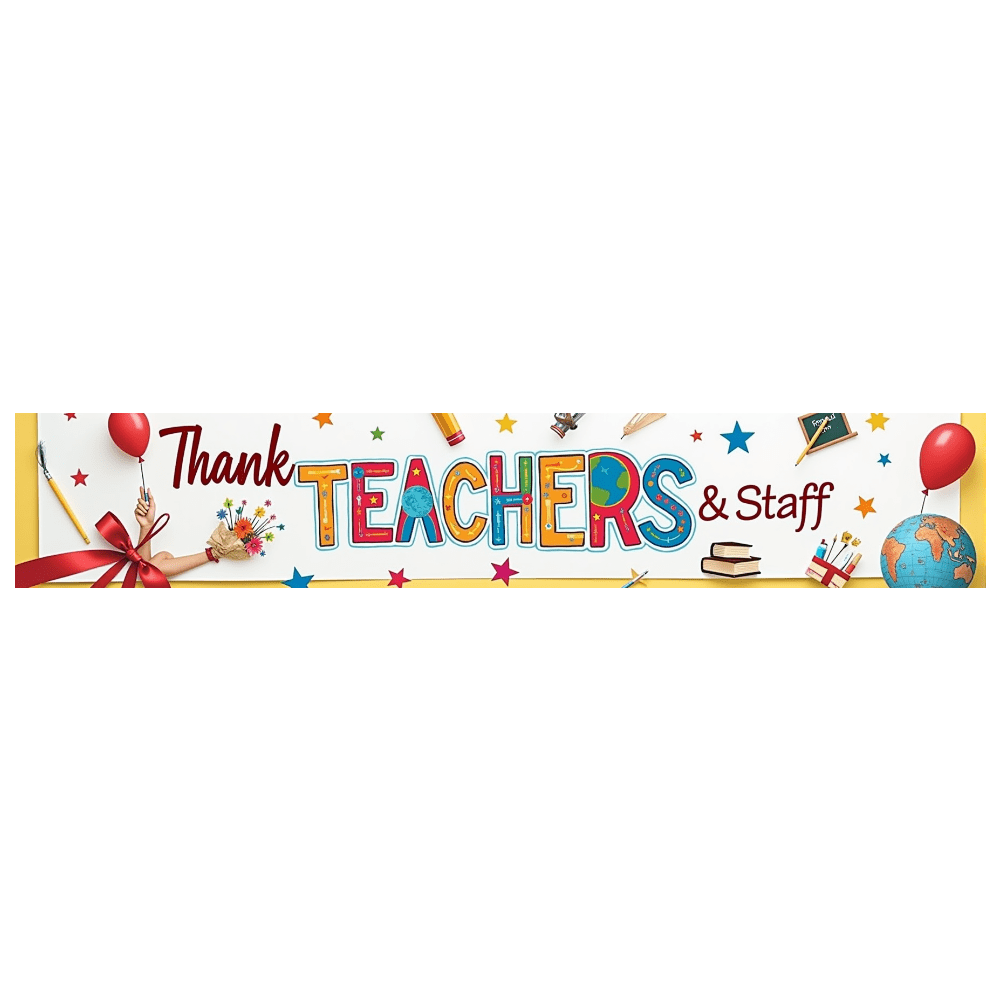Colorful Theme Thank You Teachers Banner School Celebration Educational ...