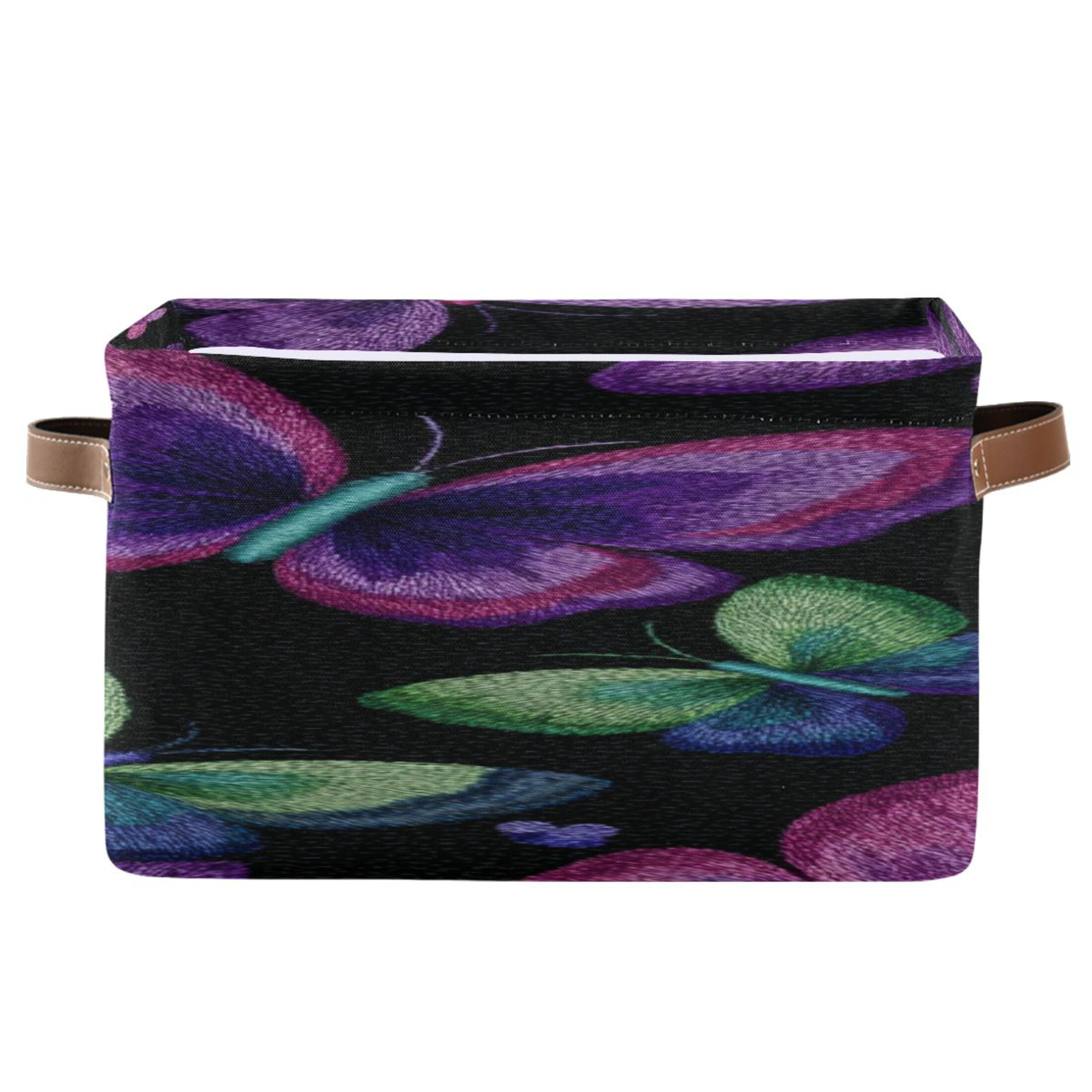 Colorful Thread Butterflies Square Storage Bins with Handles ...