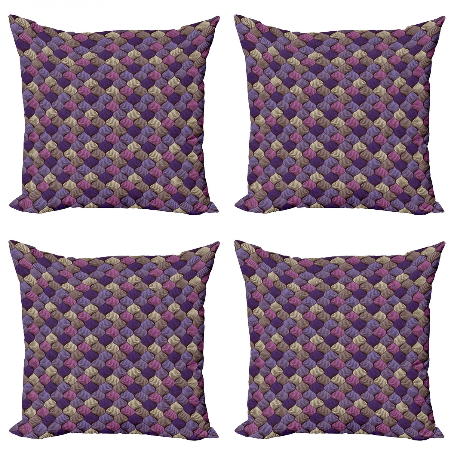 Ambesonne Colorful Throw Pillow Cover 4 Pack, Abstract Doodle Braid, 16 ...