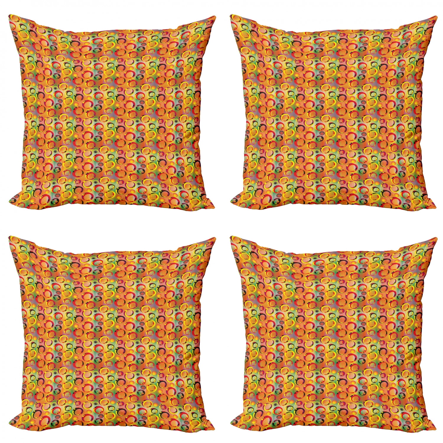 Ambesonne Colorful Throw Pillow Cover 4 Pack, 3D Ring Shapes Grunge, 20 ...