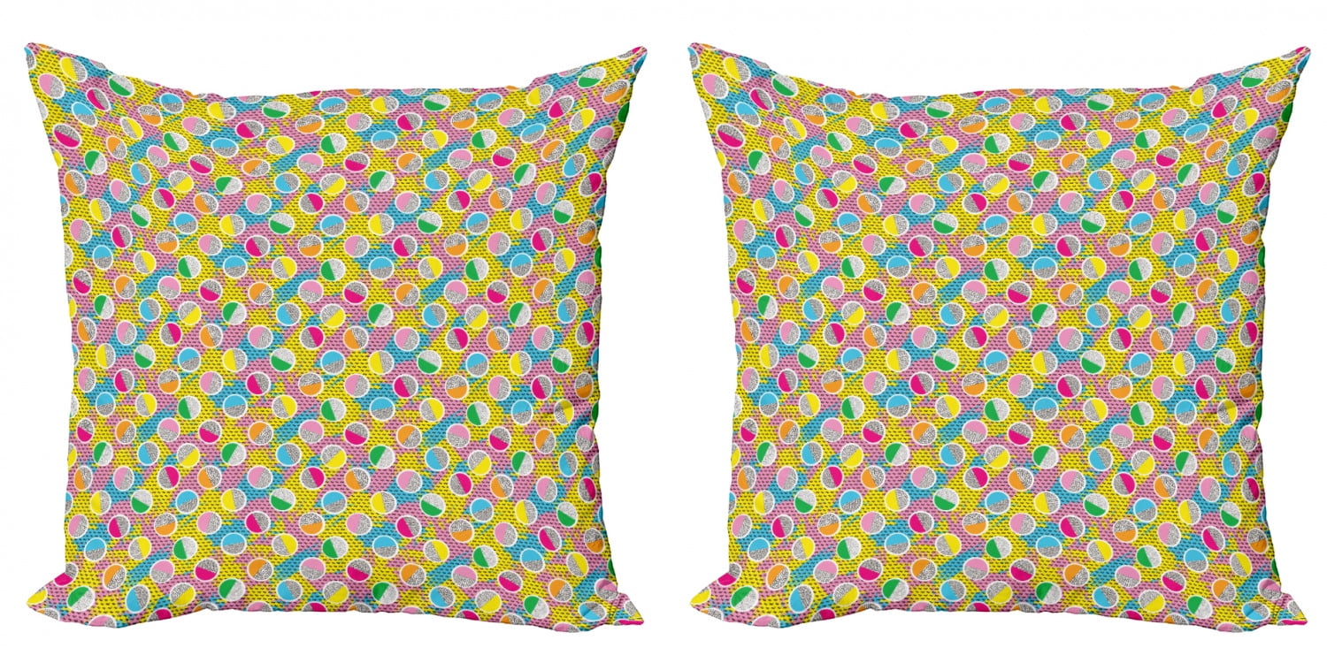 Colorful Throw Pillow Cushion Cover Pack of 2, 80s 90s Memphis Style ...