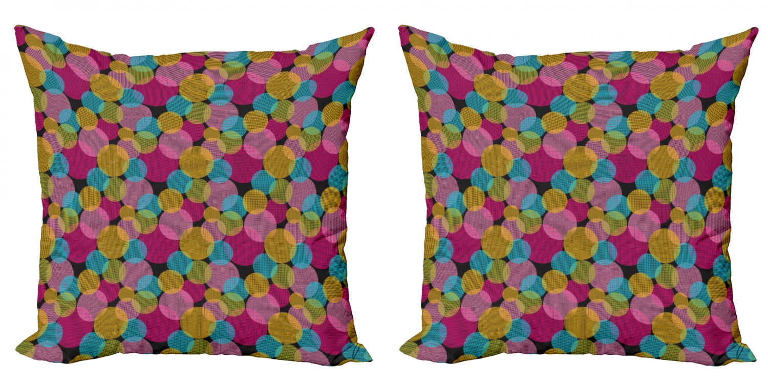 Ambesonne Colorful Throw Pillow Cover 2 Pack, Vibrant Round Spots, 18 ...
