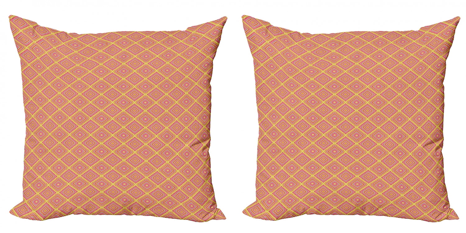 Colorful Throw Pillow Cushion Cover Pack of 2, Diagonal Rhombus Lines ...