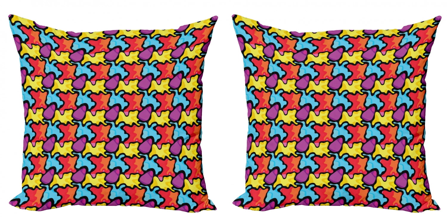 Colorful Throw Pillow Cushion Cover Pack of 2, Graffiti Composition of ...