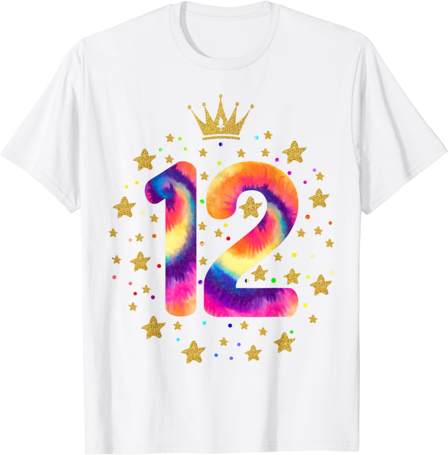Colorful Tie Dye 12 Year Old Girl Sweet twelve 12th Birthday T-Shirt ...