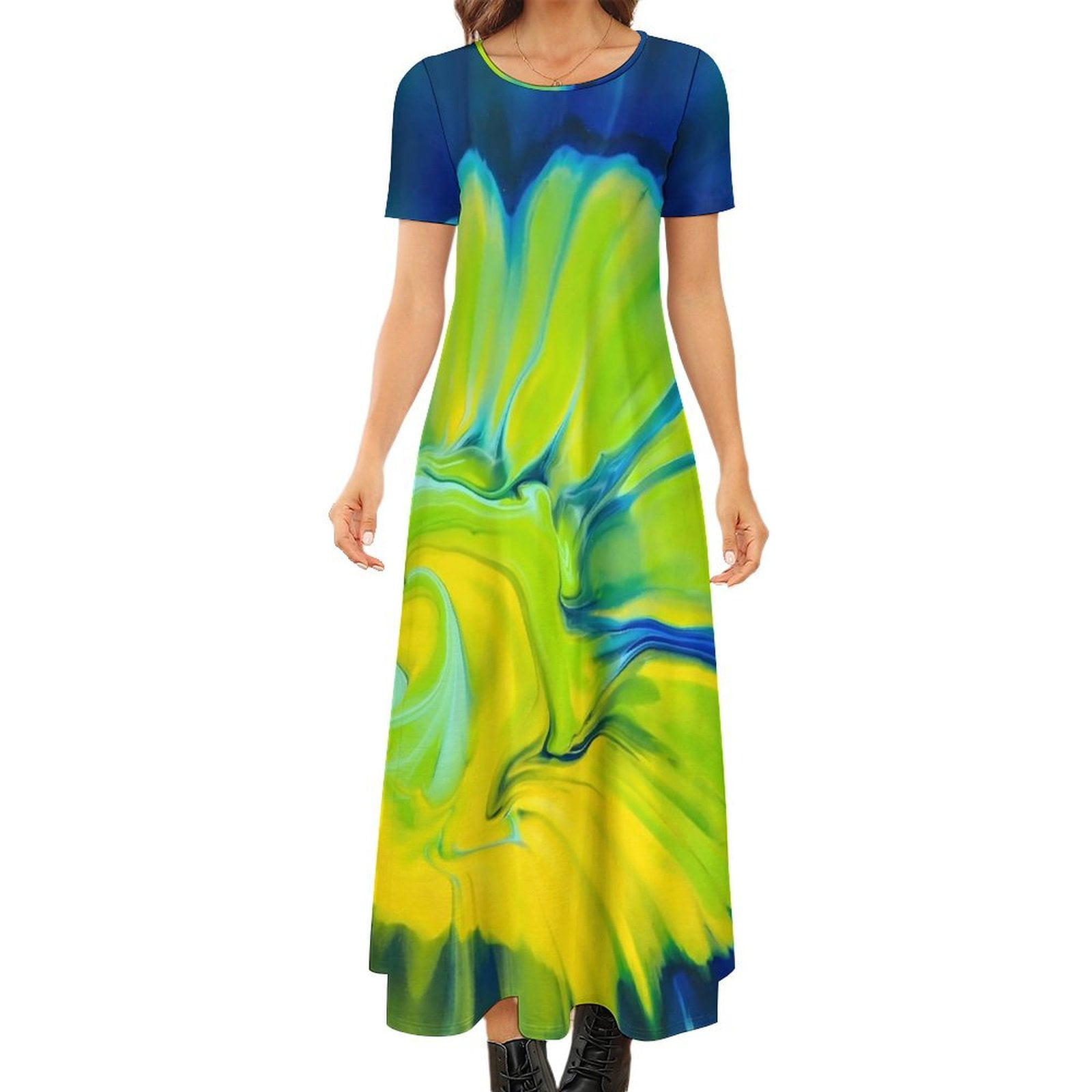Colorful Tie Dye Dress Print Street Wear Boho Beach Long Dresses Female ...