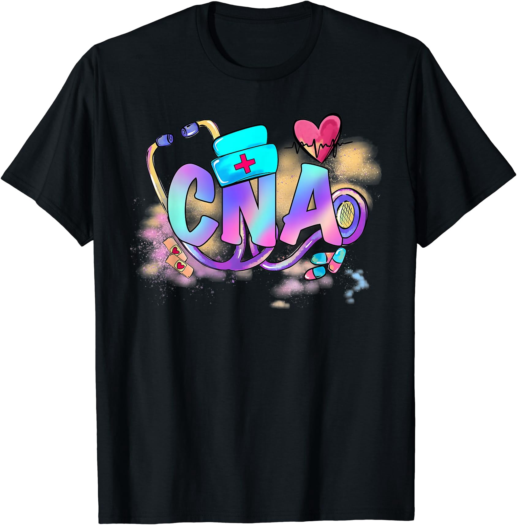 Colorful Tie Dye Heart Design T-Shirt for CNA RN Nurse Week Gifts ...