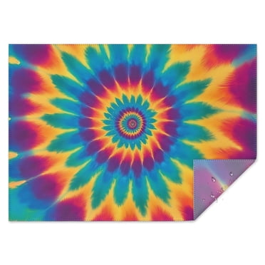 Rainbow Tie Dye Mandala Pattern Rectangle Tablecloth 60"x84",Waterproof ...