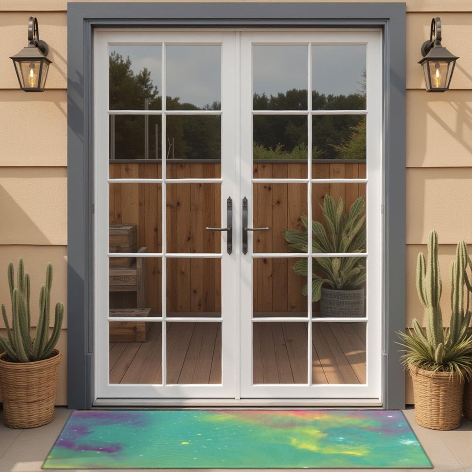 Colorful Tie Dye Pattern Door Rugs,Washable Non Slip Door Mats Indoor ...