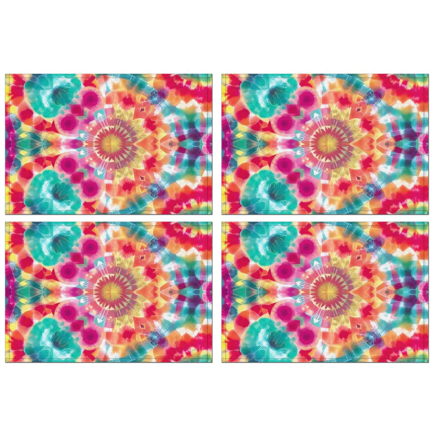 Colorful Tie Dye Pattern Summer Placemats Table Placemats Set Of 4 ...