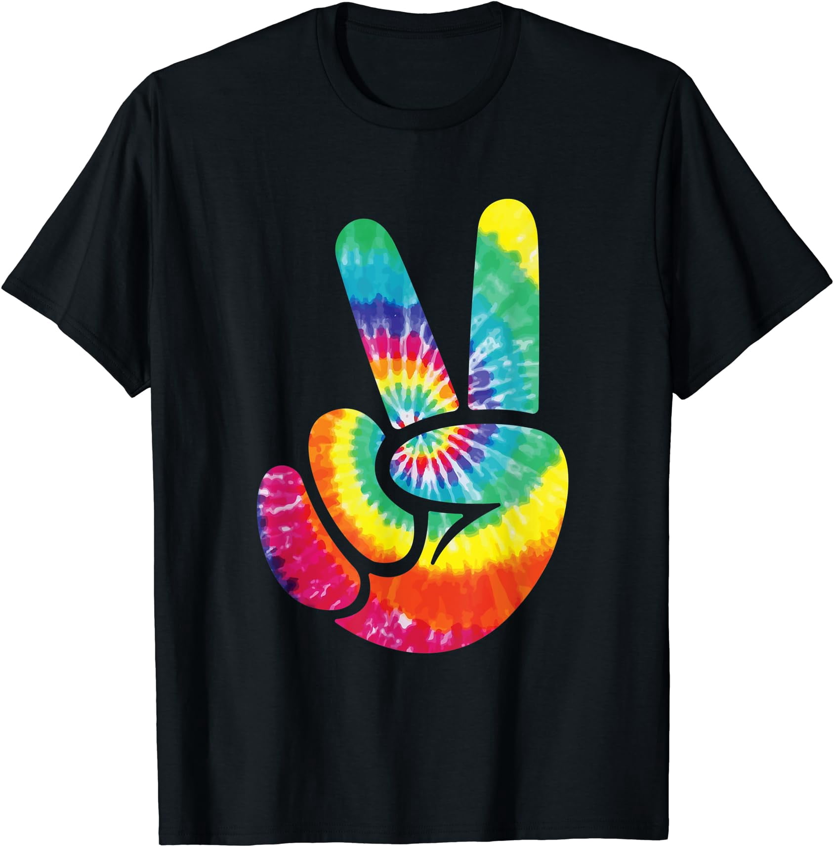 Colorful Tie Dye Peace Hand Sign T-Shirt for Kindness and Positivity ...