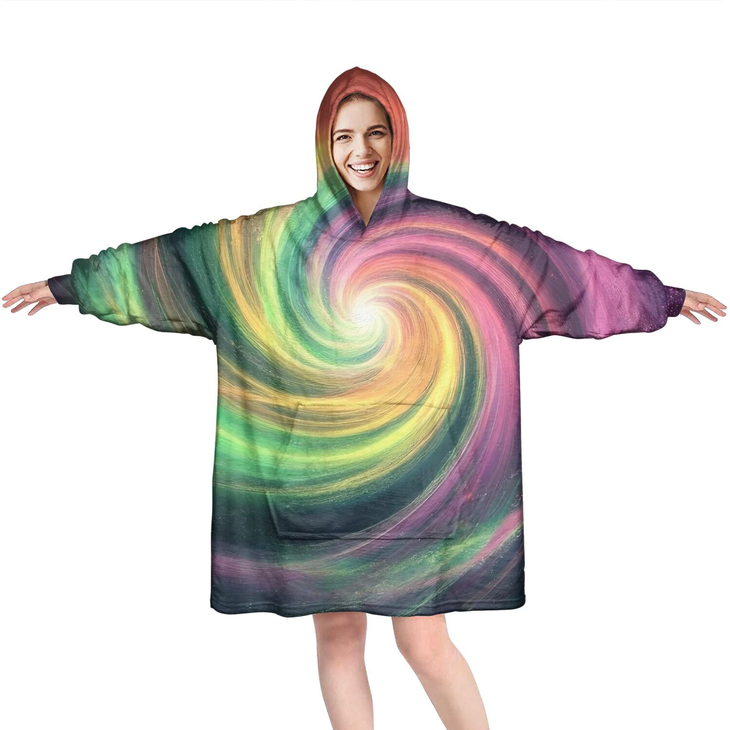 Colorful Tie Dye Spiral Galaxy Pattern Wearable Oversized Blanket ...
